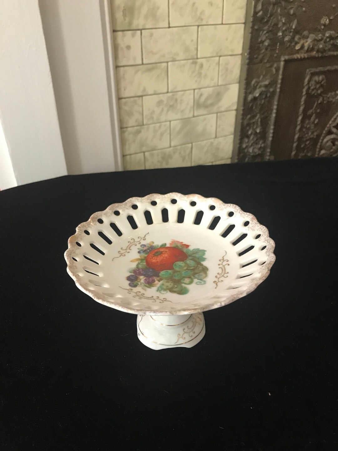 Vintage Betson Reticulated Edge Gold Rim Pedestal Candy Dish - Etsy
