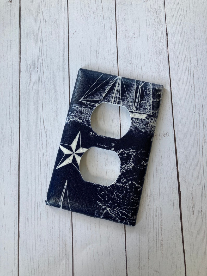 Nautical Navy Blue Compass Sailing Ship Map Light Switch Plate - Etsy
