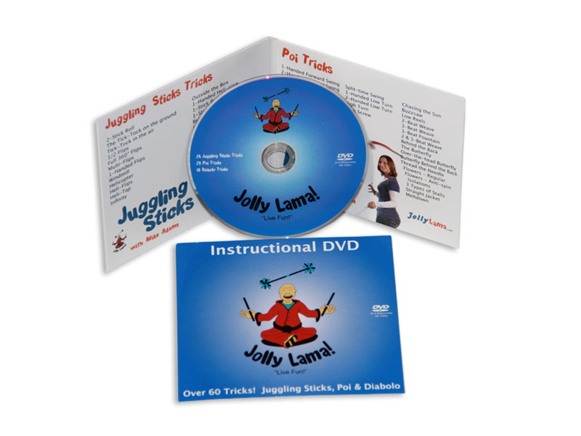 Jolly Lama 3-in-1 Instructional DVD for Juggling Devil Sticks, Diabolos ...