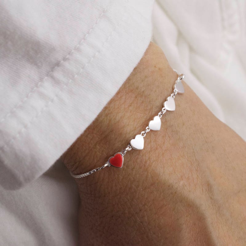 Red Heart Bracelet - Etsy