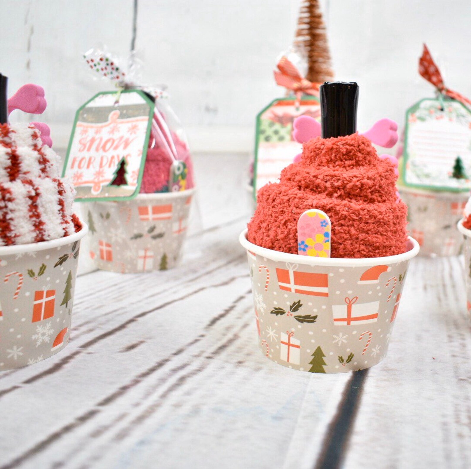 Christmas Fuzzy Sock Cupcakes Teen Stocking Stuffers | Etsy