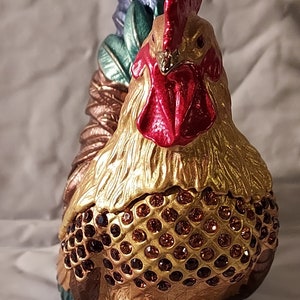 Vintage Rucinni Rooster Trinket Box W/swarovski Crystals, Jeweled ...
