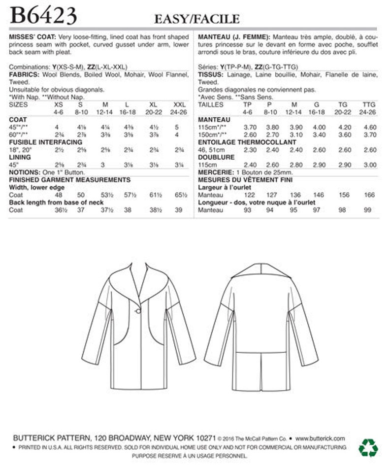 Butterick B6423 Lisette Pattern Sewing Pattern Misses' | Etsy