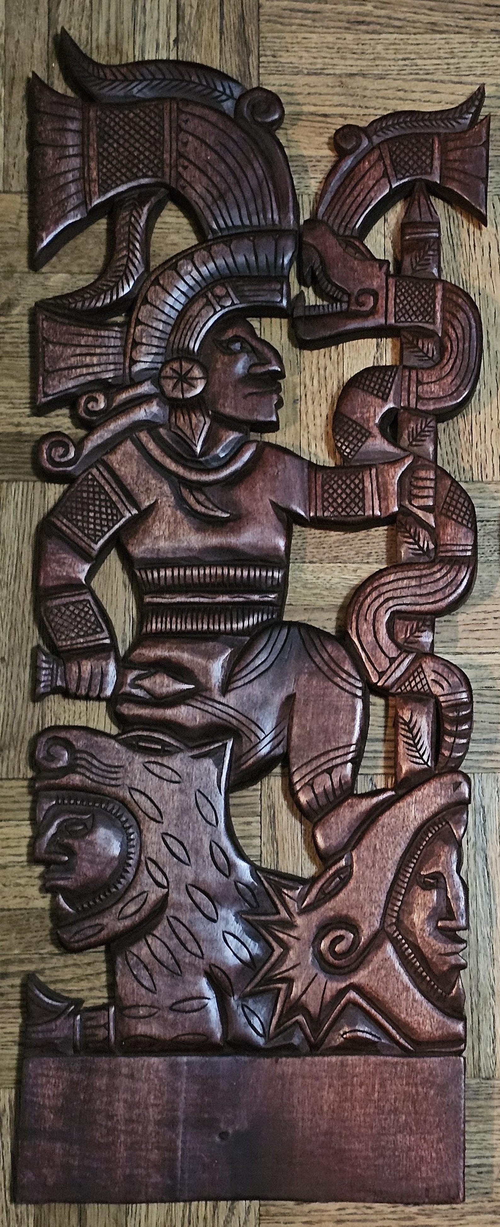 Aztec, Mayan Themed Hand Carved Wooden Wall Plaques - Etsy