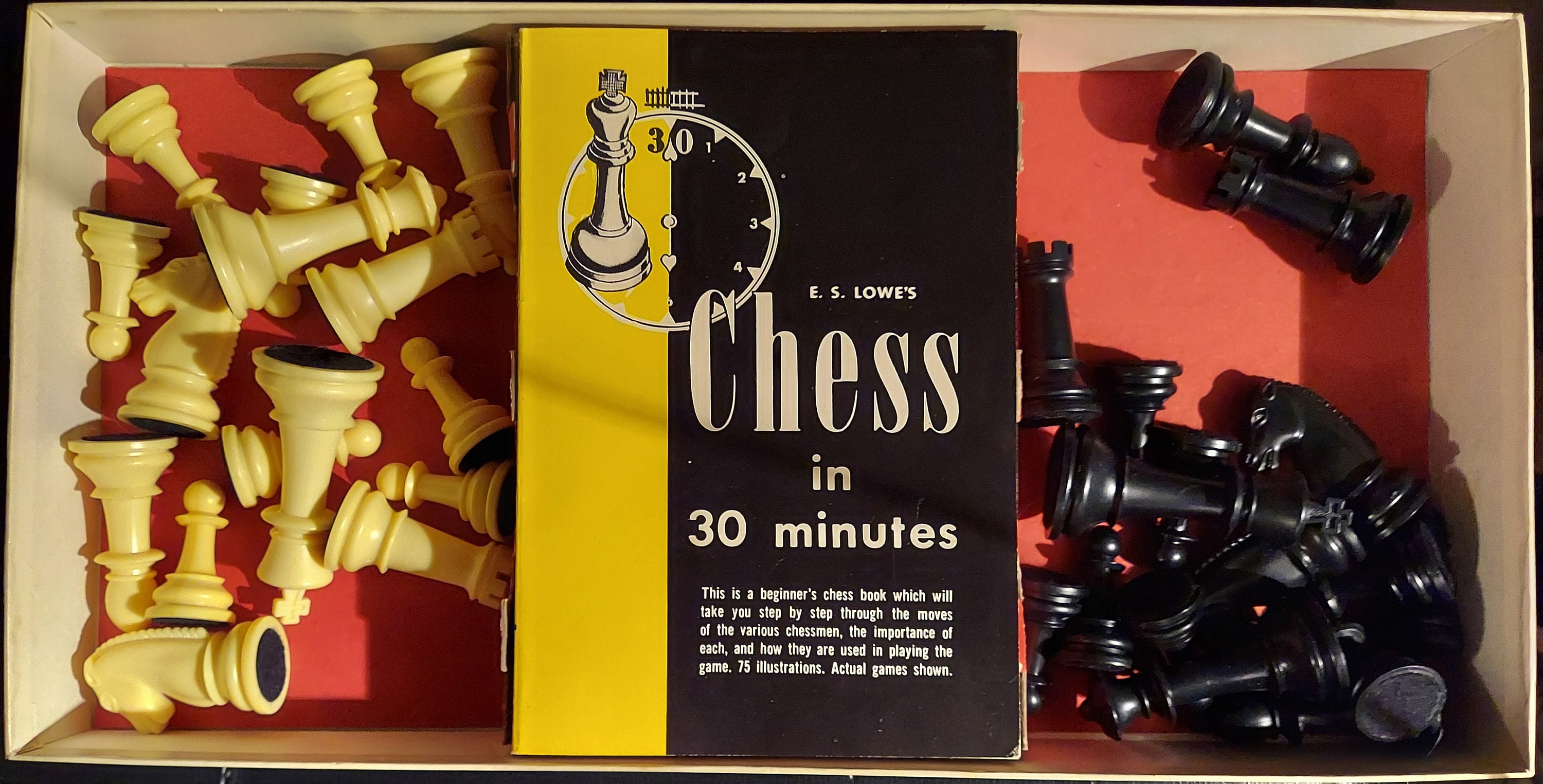 Vintage ES Lowe Tournament Chess Set, #409, Staunton Set 3 1/8 King ...