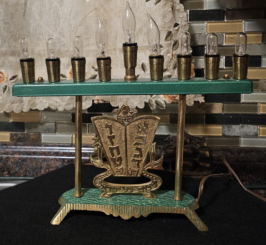 Vintage 50s-60s Electric Menorah Lamp Jewish Judaica Brass Hanukkah ...