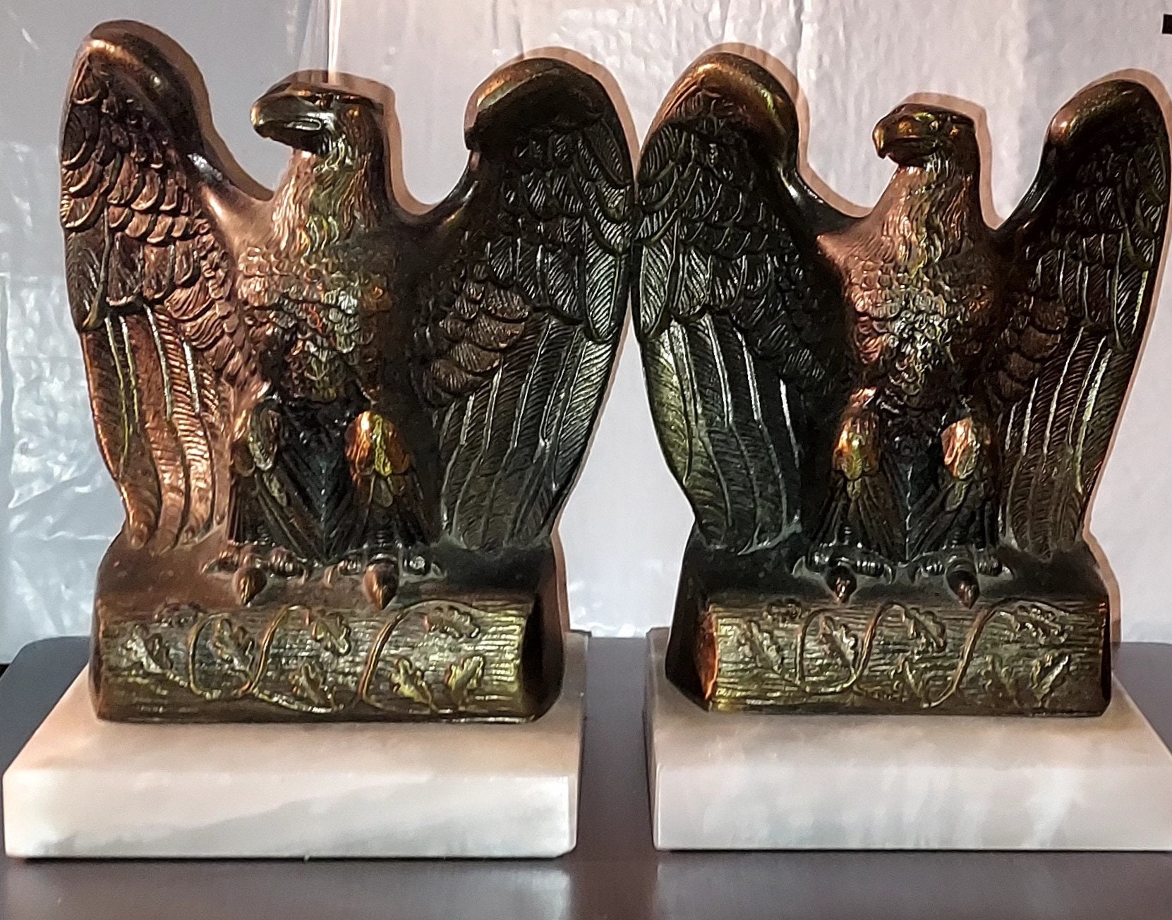 Vintage Decorative Cast Brass American Eagle Bookends, Mid-Century ...