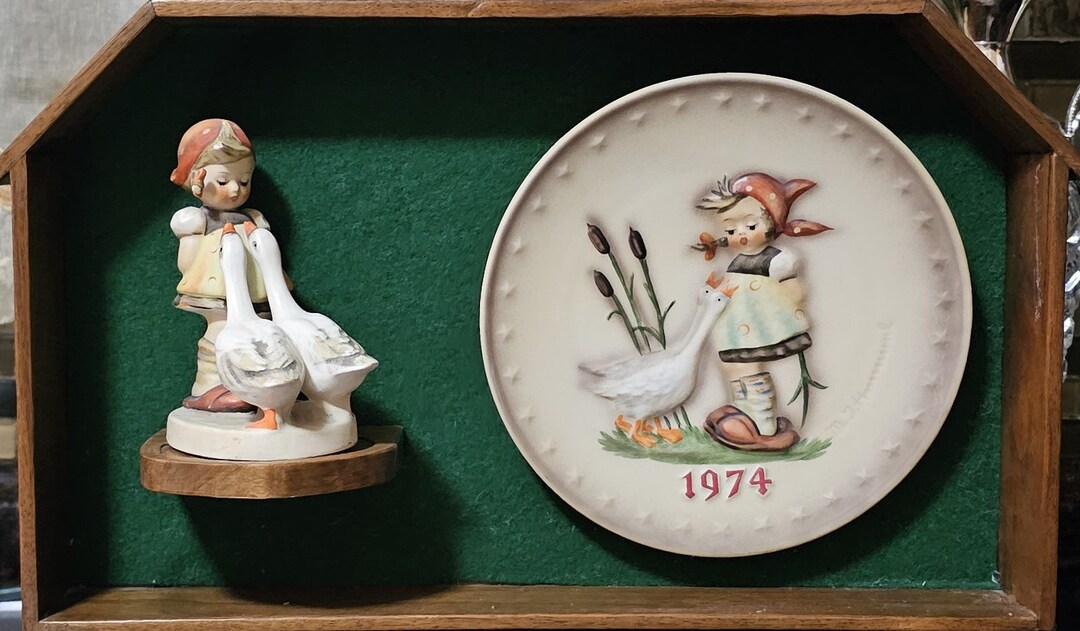 Vintage 1960s Goebel Hummel "goose Girl" Figurine & 1970s Matching ...