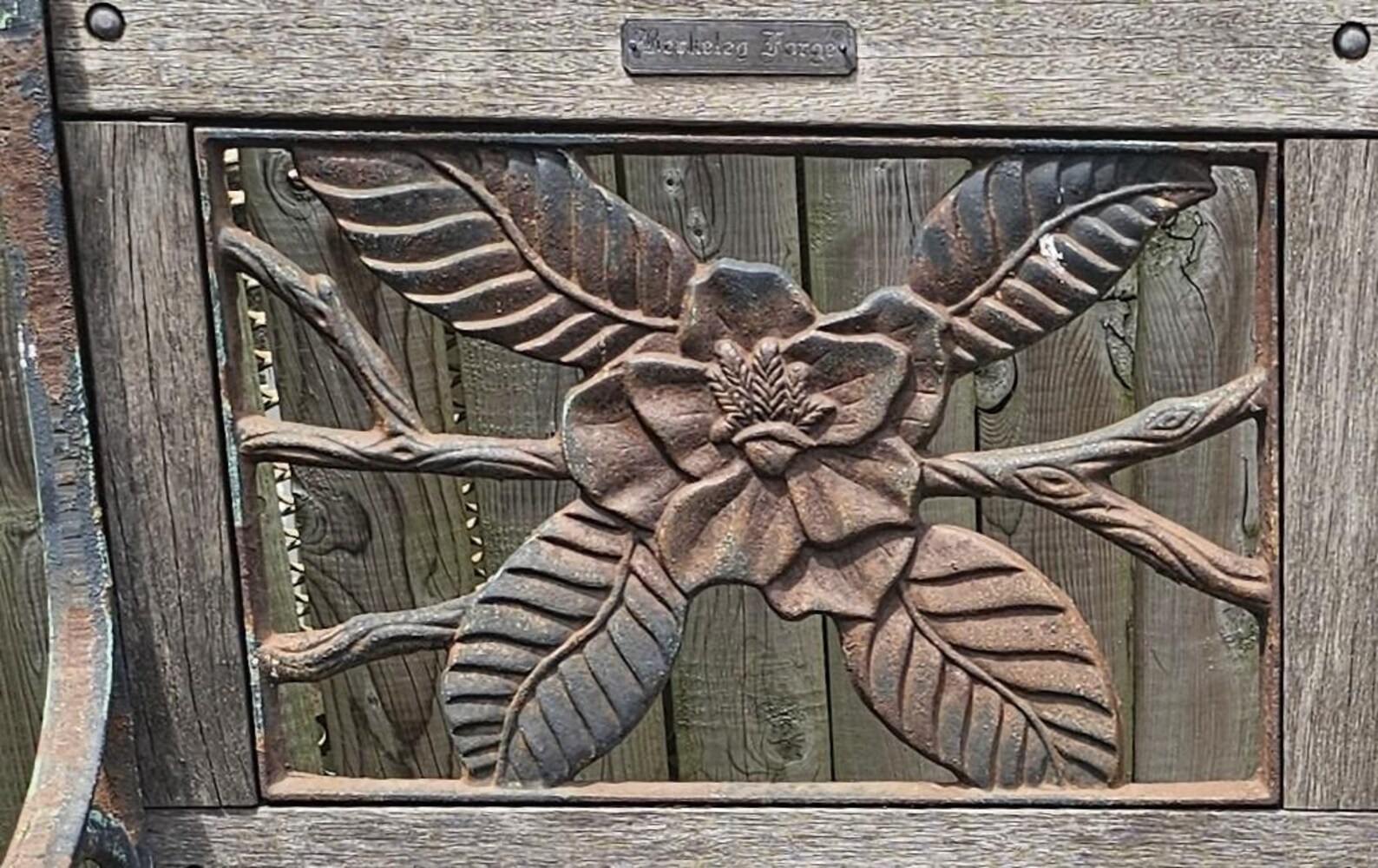 Vintage Berkeley Forge & Foundry Cast Iron and Slatted Wood Garden ...