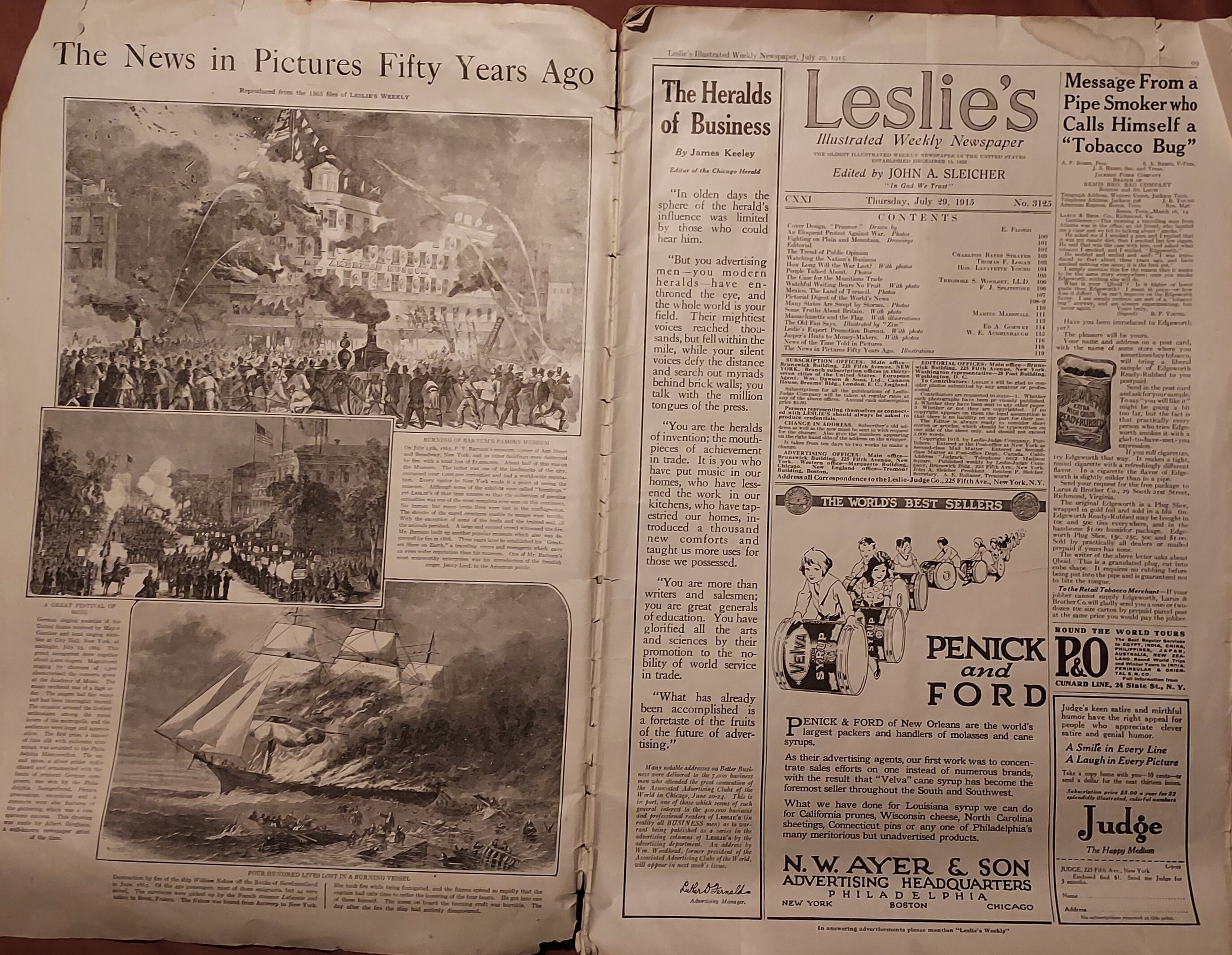 Vintage Leslie's Illustrated Weekly Newspaper/Magazine, July 1915, CXXI ...