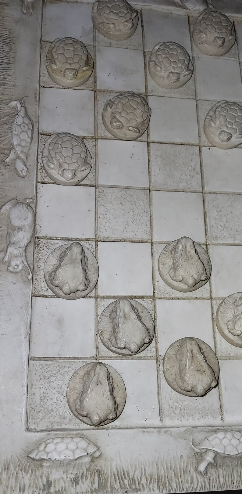 Vintage Checkerboard Game Turtle and Hare Game Pieces Hen - Etsy