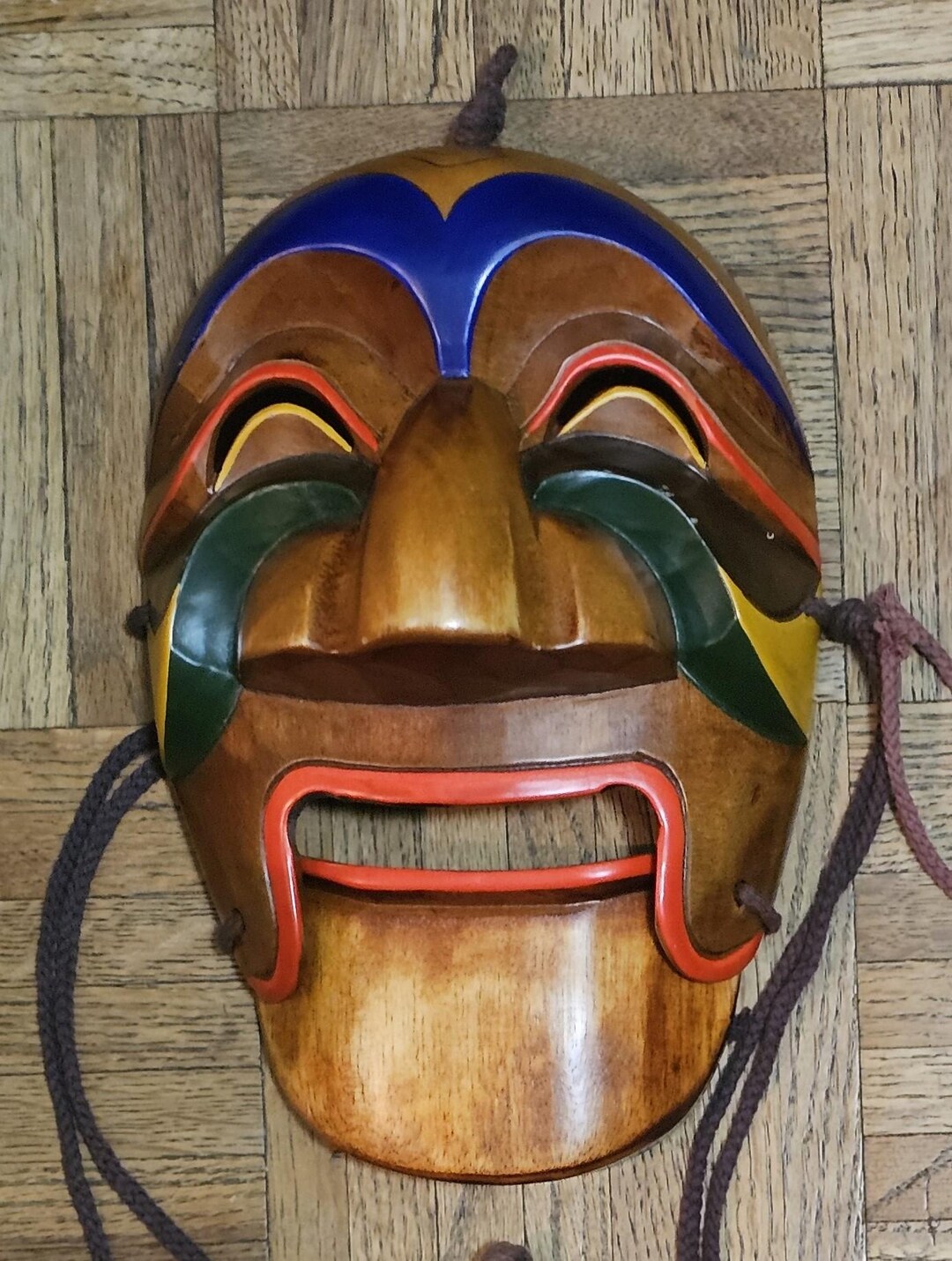 Vintage Traditional Korean Hahoe Man and Woman Hand Carved Wooden Masks ...