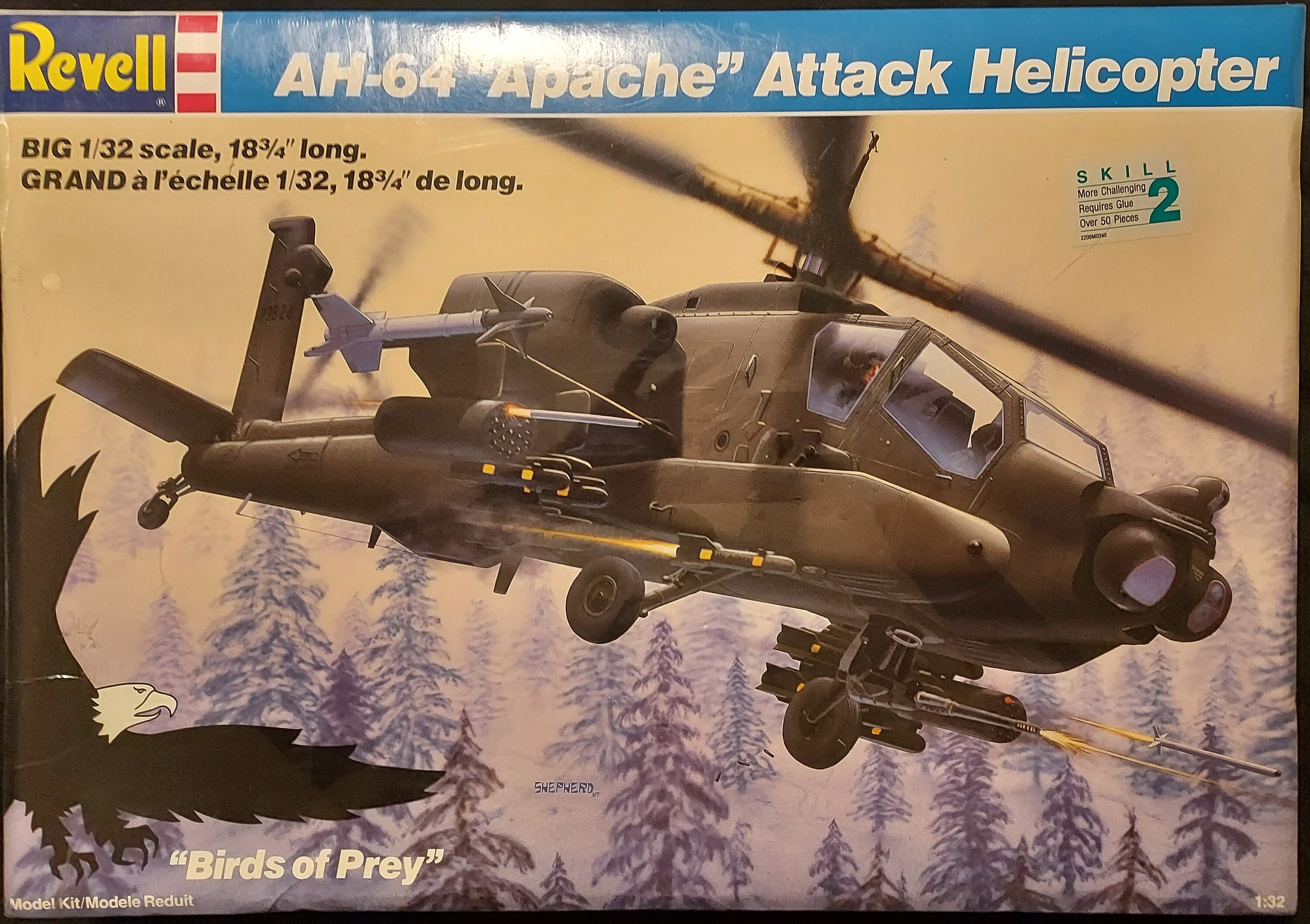 Vintage 1987 Aircraft Kit, Revell AH-64 Apache Attack Helicopter Model ...