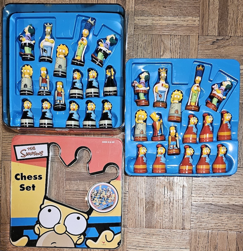 Vintage the Simpsons 3-D Chess Sets - COMPLETE Board Games, 92 & 97 ...