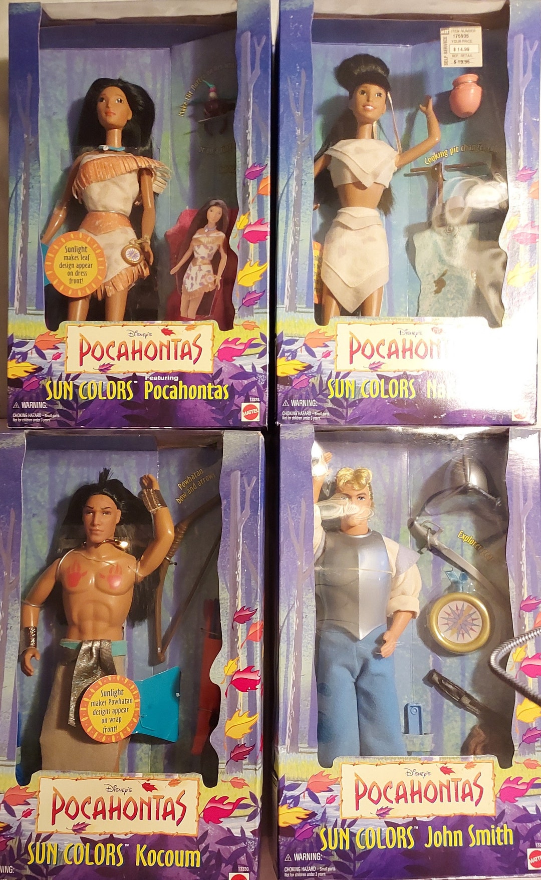 Disney's Pocahontas Sun Colors Doll Collection, Pocahontas, John Smith ...