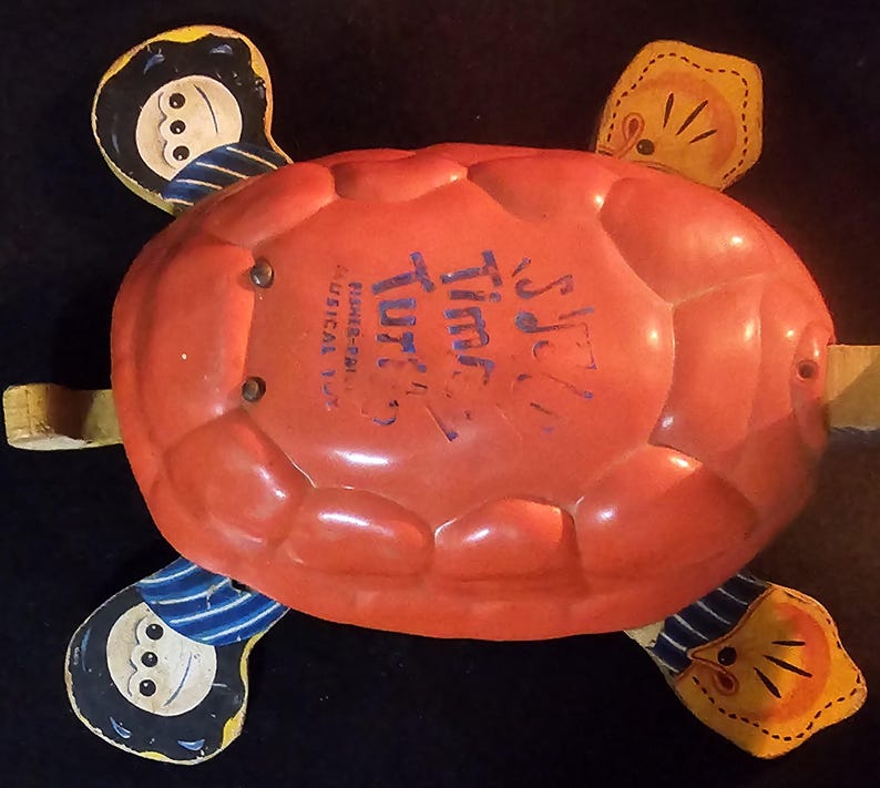 Vintage 1953 Fisher Price Timmy Turtle, Musical Pull Toy, #150, Hard ...
