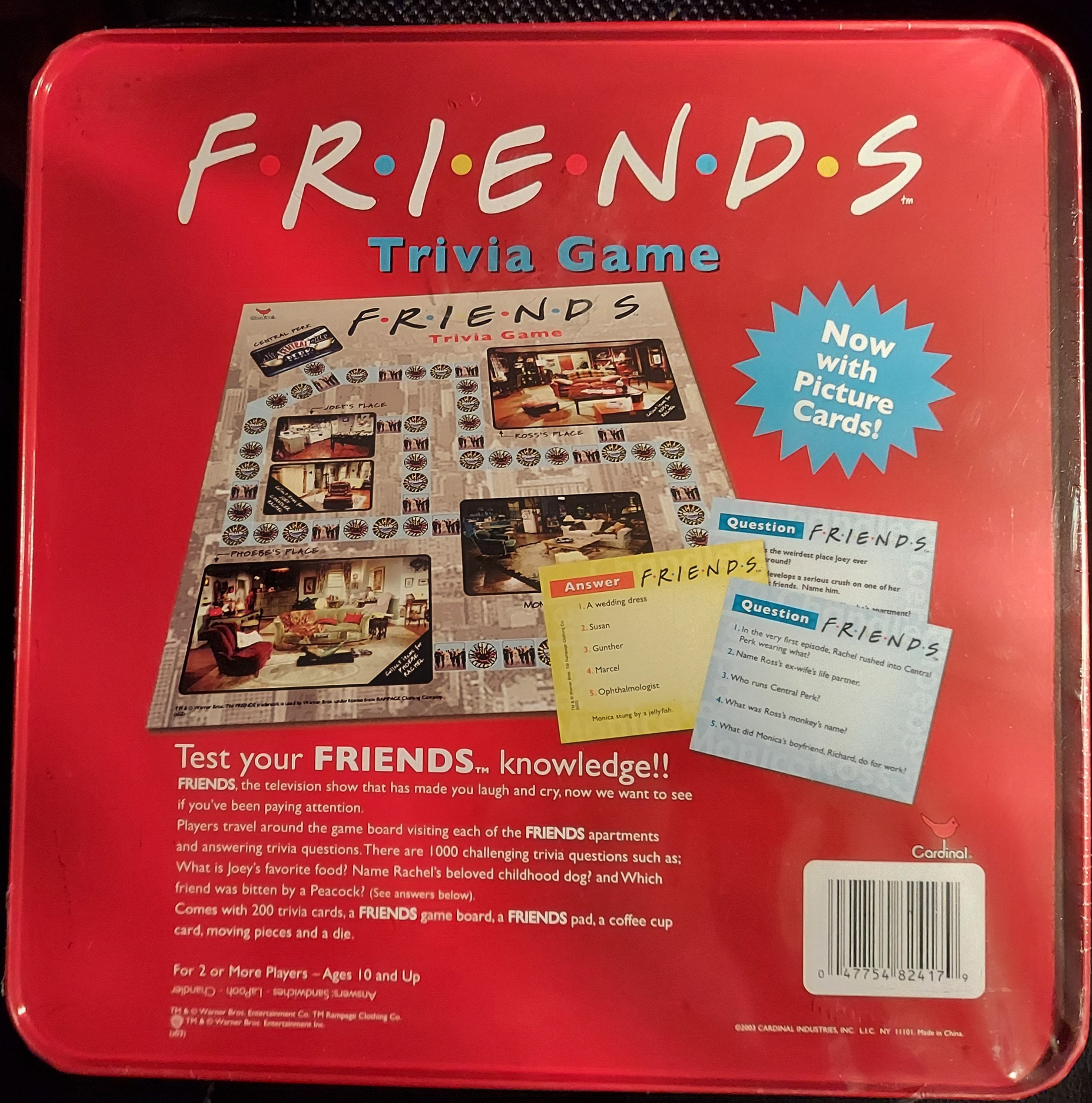 Friends Trivia Game, Board Game, Collectible Red Tin, Cardinal ...