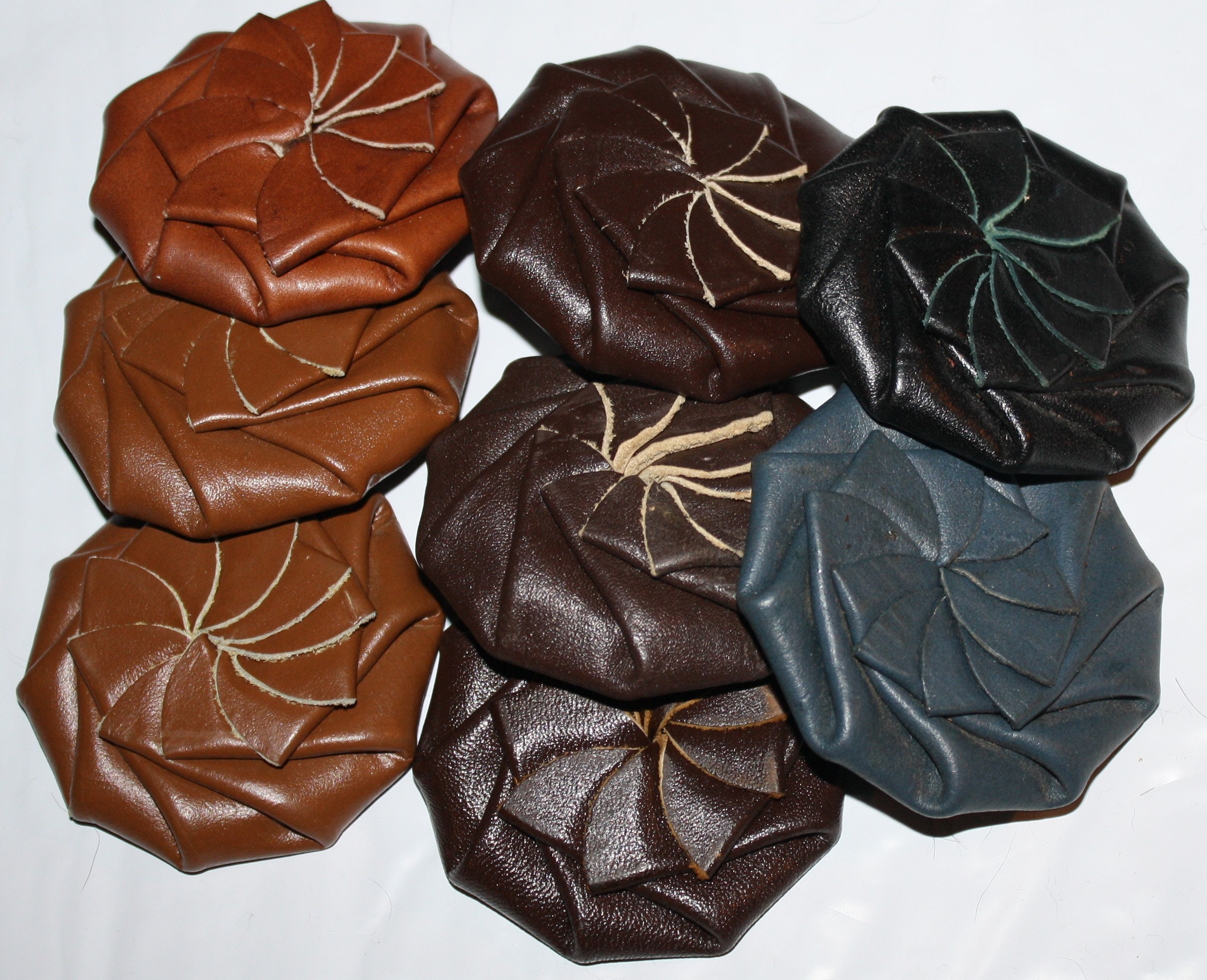 Vintage Coin Purse, Genuine Leather, Pinwheel Style, Spiral Squeeze ...