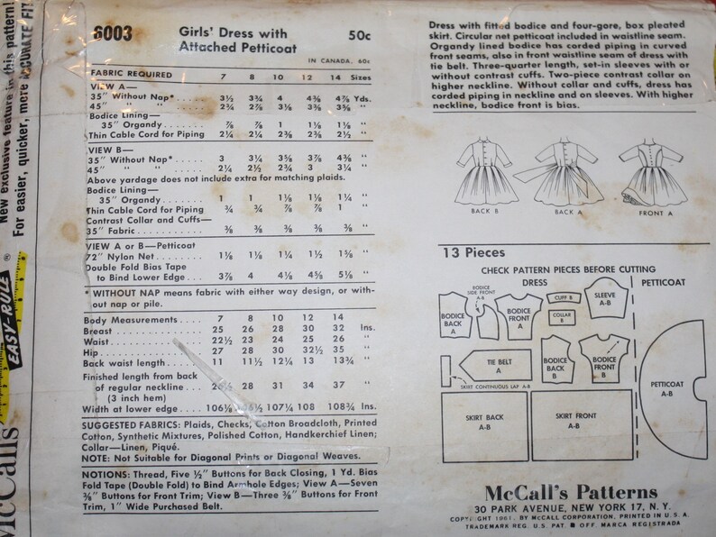 Vintage 50's & 60s Mccall's 6003 9167 Sewing - Etsy