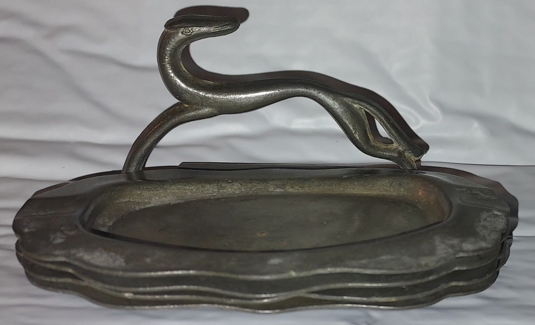 Vintage Greyhound Ashtrays, Art Deco Style, Old English Genuine Pewter ...