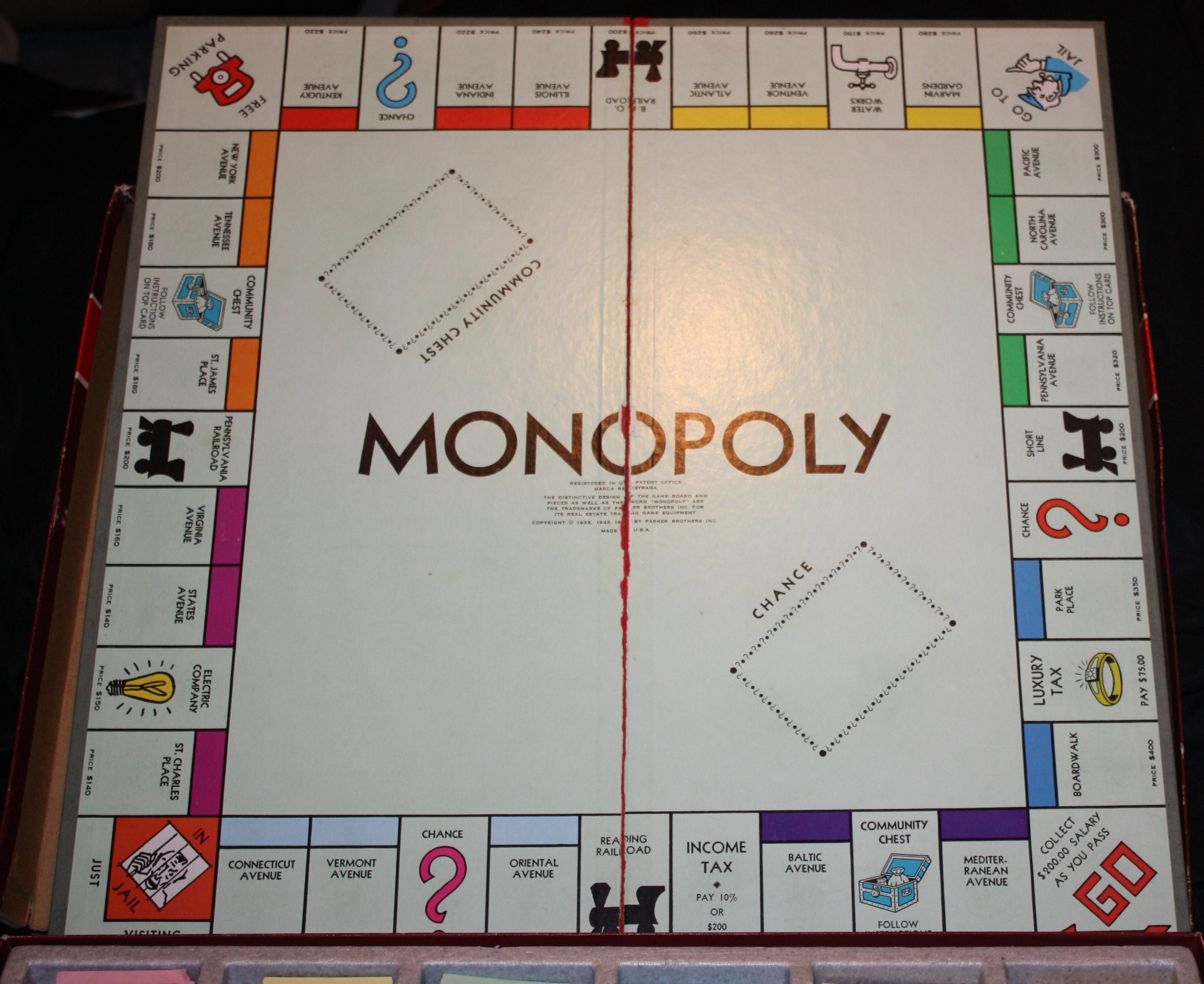 Vintage MONOPOLY Real Estate Trading Game, 1960s Parker Brothers, COMPLETE