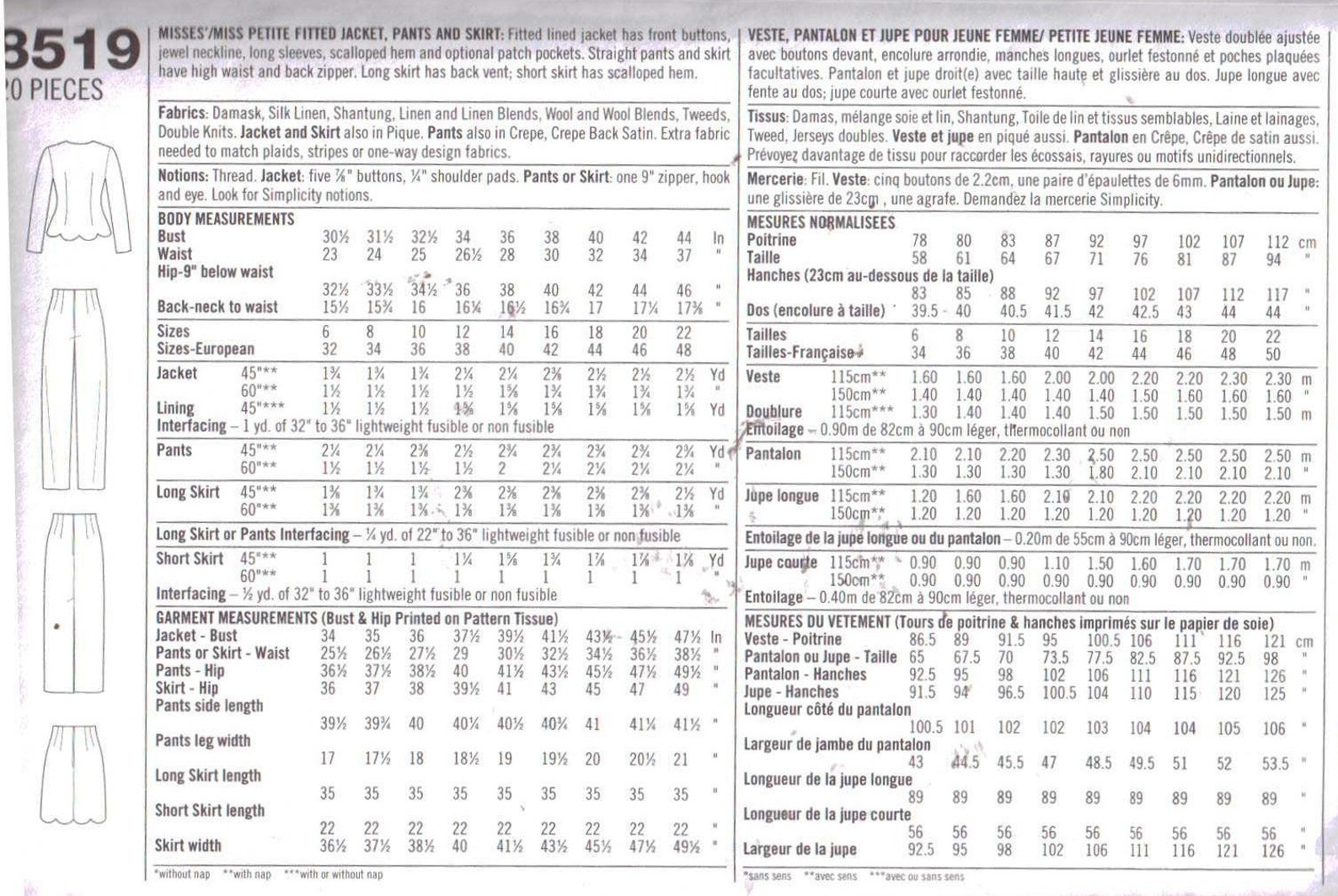 Simplicity 8519 Millennium Sewing Pattern Misses'/miss - Etsy
