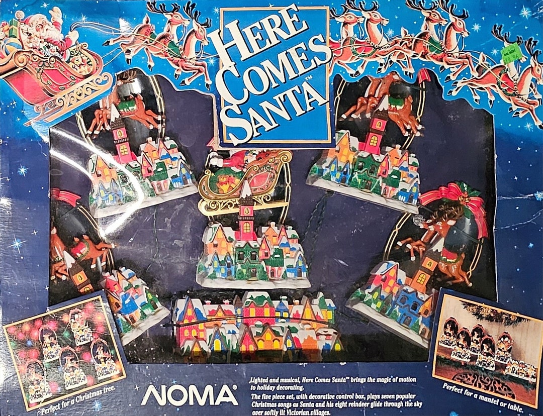 Vintage 1990s Noma Here Comes Santa, Lights Music Motion Christmas Tree ...