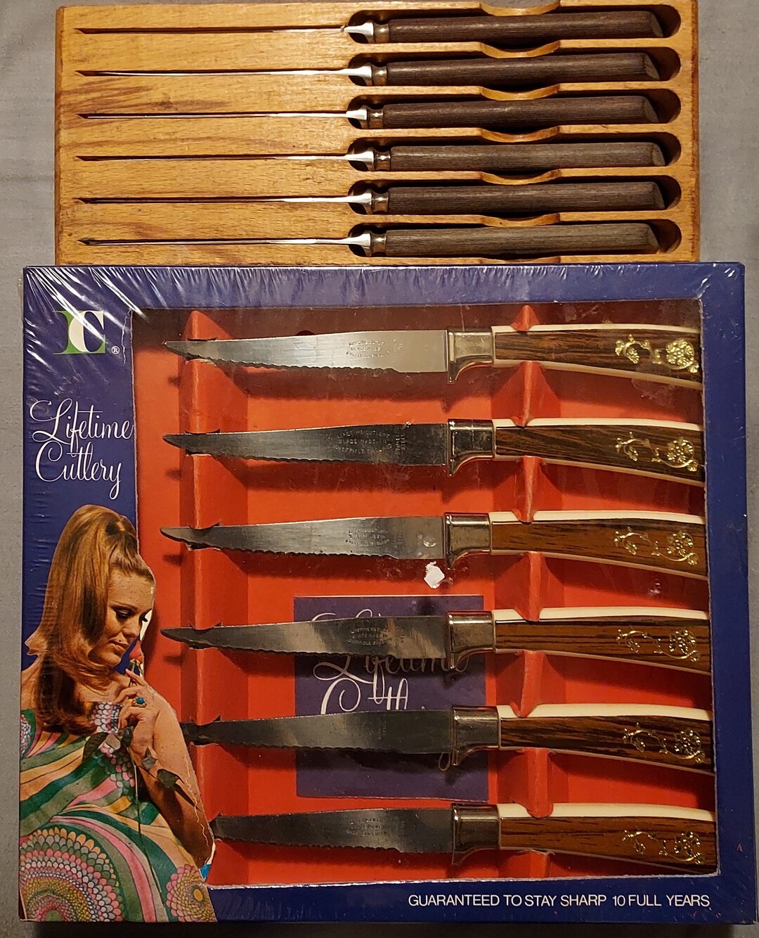 Vintage 6 Piece Stainless Steel Steak Knives Sets Lifetime Cutlery ...