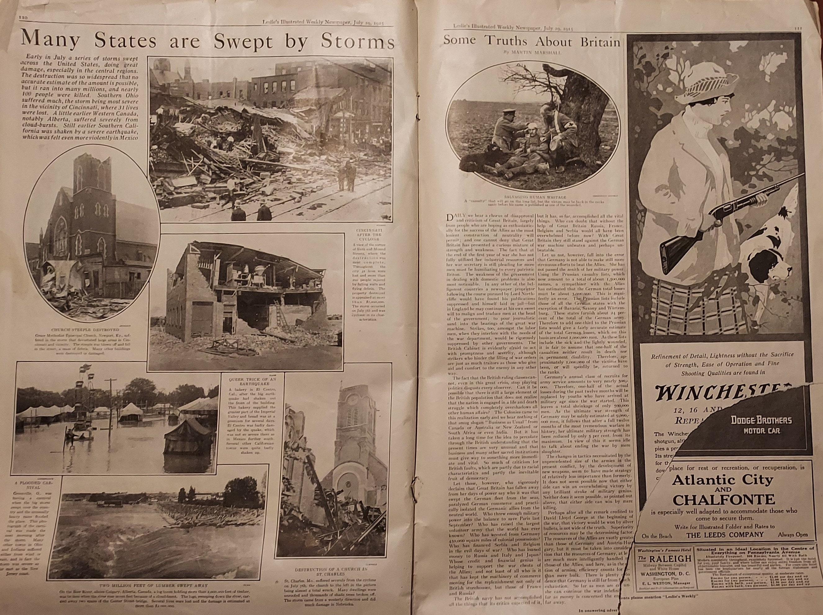 Vintage Leslie's Illustrated Weekly Newspaper/Magazine, July 1915, CXXI ...