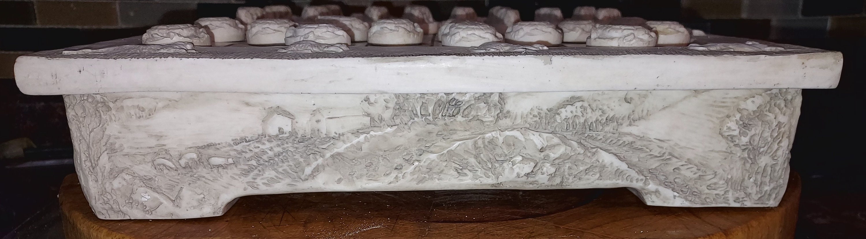 Vintage Checkerboard Game, Turtle and Hare Game Pieces, Hen Feathers Co.