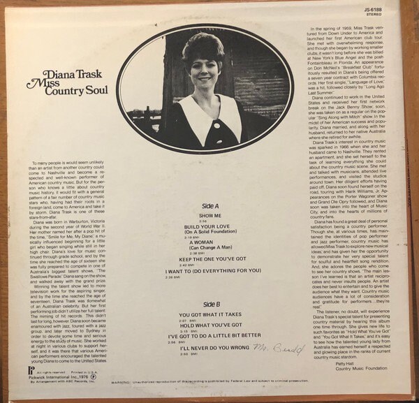 Vintage LP, Diana Trask, Miss Country Soul, 1976 Pickwick International ...