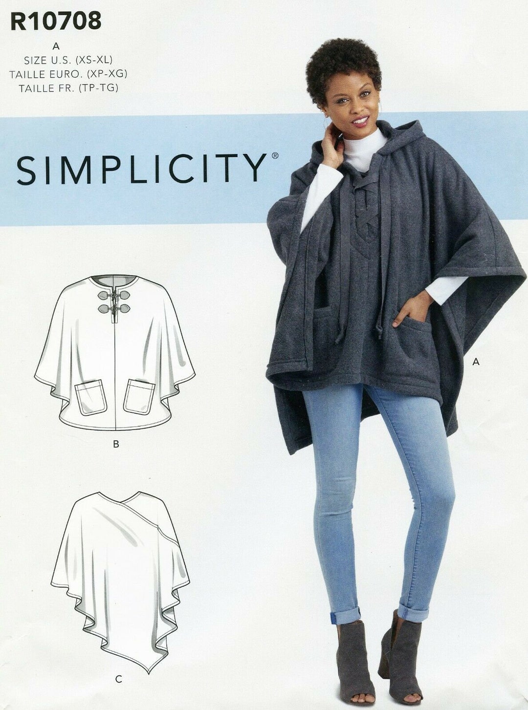 Simplicity R10708/8517 Easy-to-Sew Misses' Sewing Pattern for 3 Poncho ...