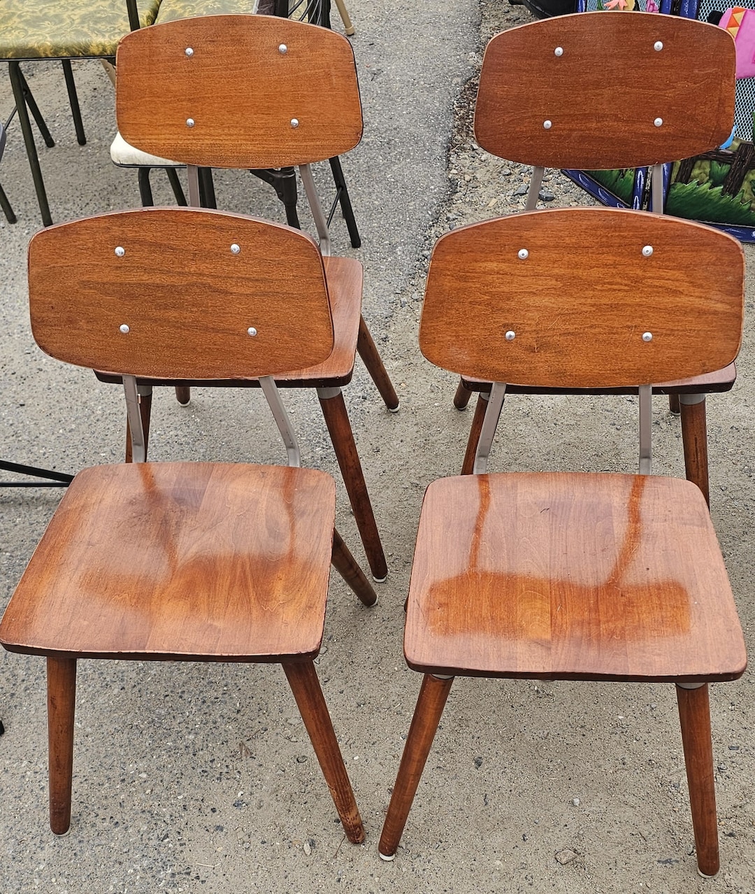Hill-rom MCM Metal Wood Chairs, Raymond Loewy Design, Mid Century ...