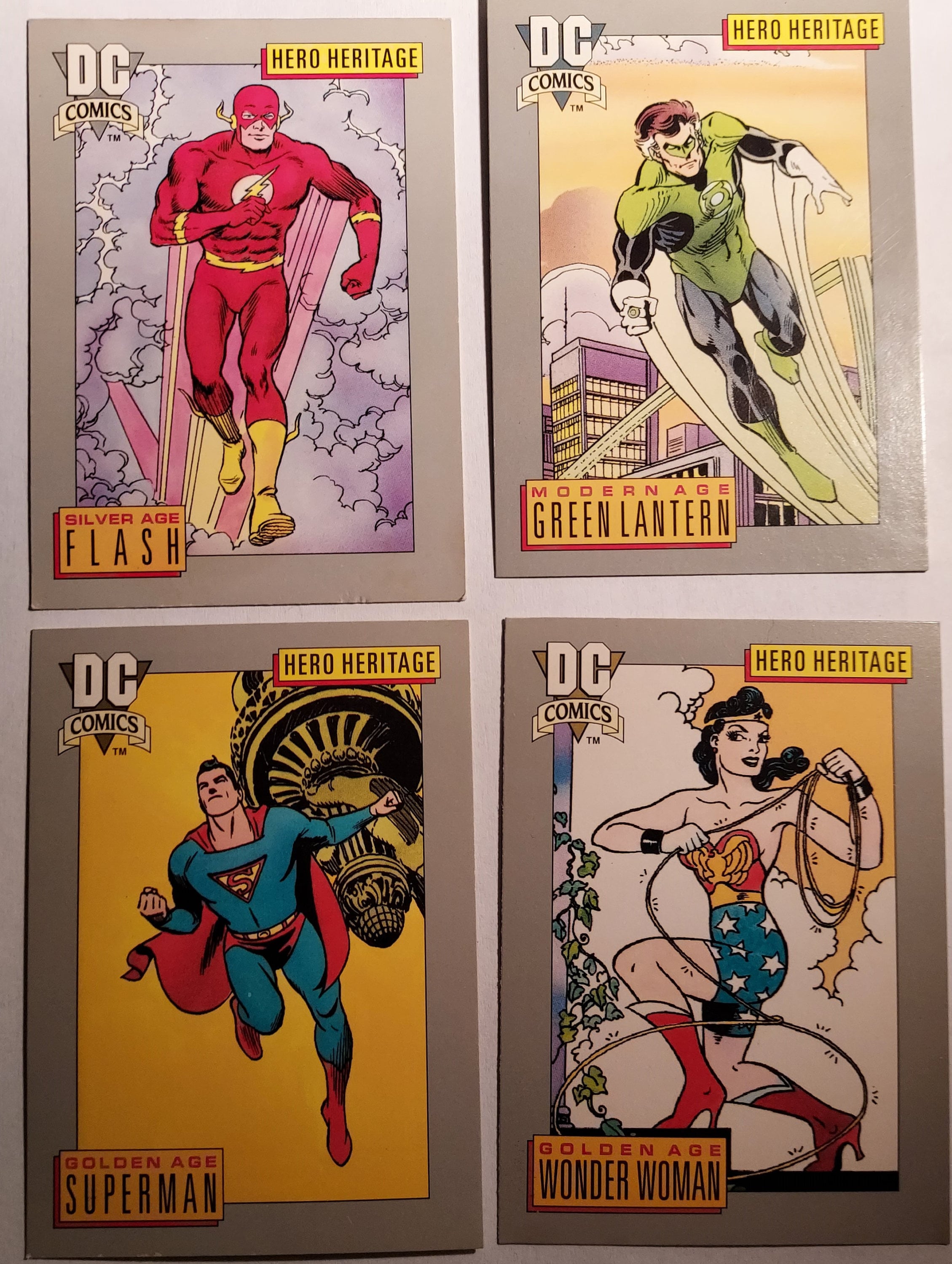 Vintage 1990s DC Comics Cards, Hero Heritage Flash, Green lantern ...