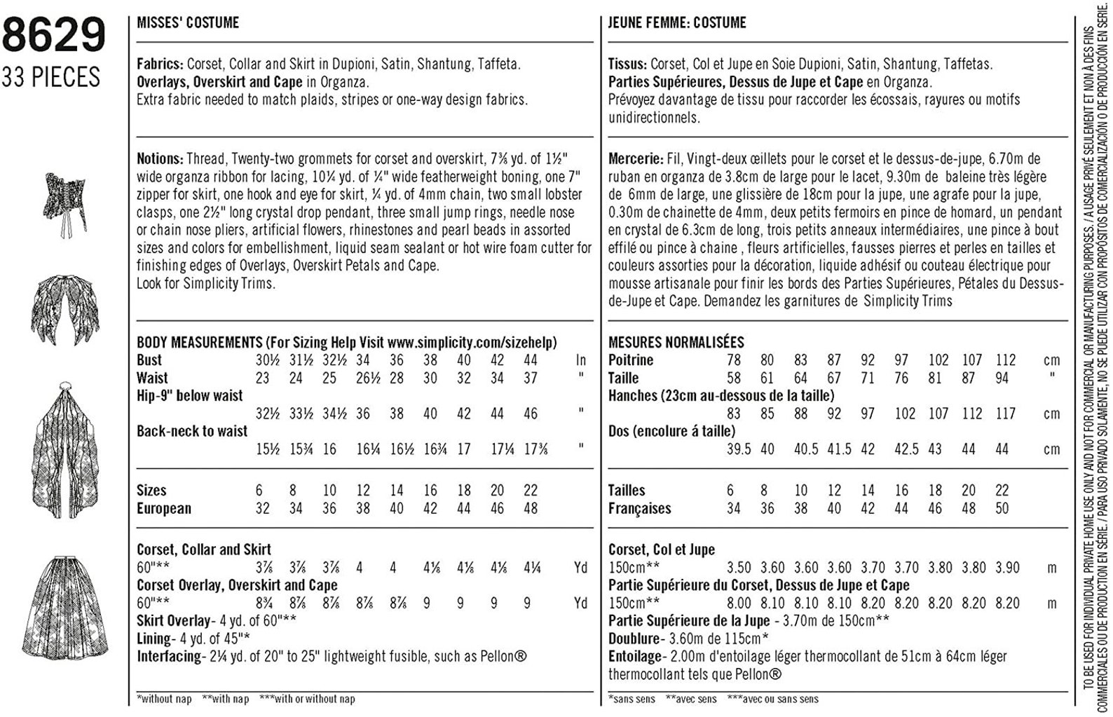 Simplicity 8629 Adult Costume Cosplay Fantasy Wedding Gown - Etsy