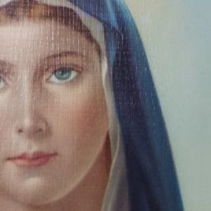 Nativity Scene Lithograph on 17" X 13" Wood Panel With Gold Edge, Wall ...