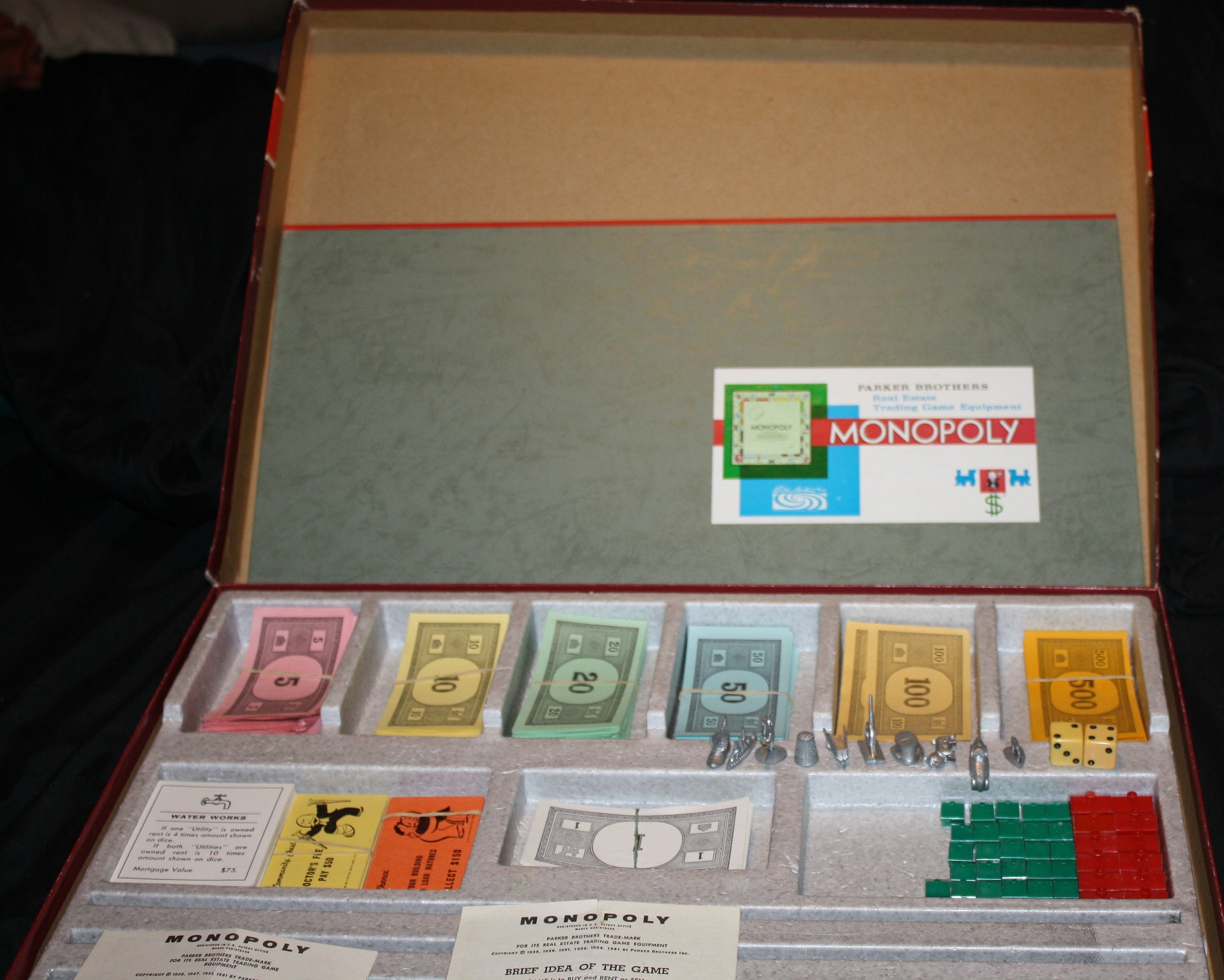 Vintage MONOPOLY Real Estate Trading Game, 1960s Parker Brothers, COMPLETE
