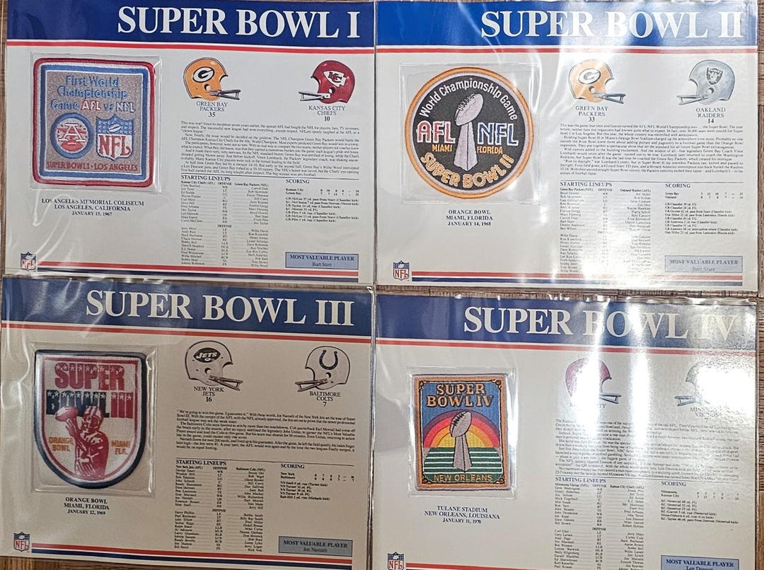 Willabee & Ward Official NFL Super Bowls 1-24 Embroidered Sealed MINT ...