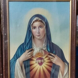 Nativity Scene Lithograph on 17" X 13" Wood Panel With Gold Edge, Wall ...