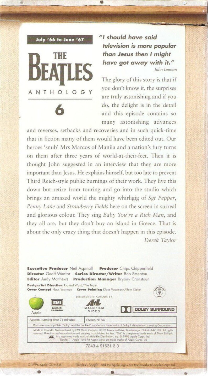 The Beatles Anthology Box Set 8 VHS Tapes 1996 Apple | Etsy