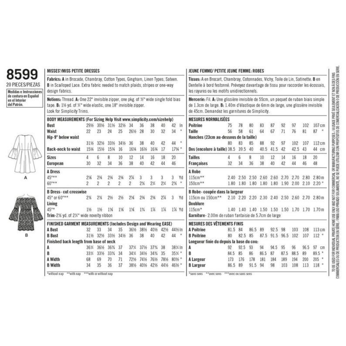 Simplicity #8599, Sewing Pattern, Cynthia Rowley Designed, Misses'/miss ...