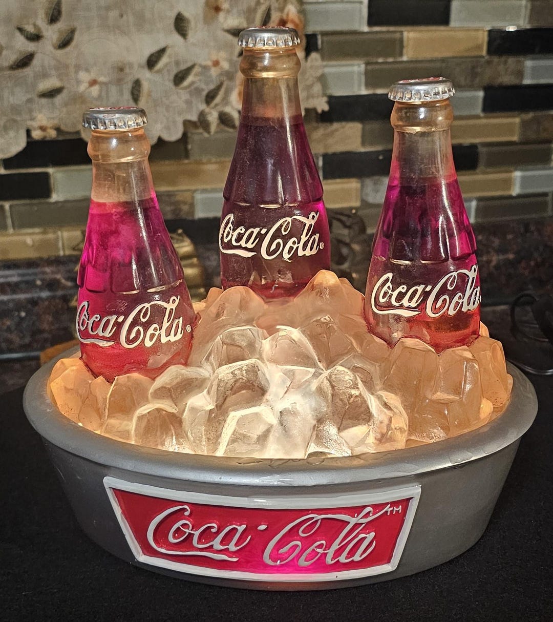 Vintage 1990s Coca Cola Lighted Tabletop Water Fountain, Ice in Silver ...