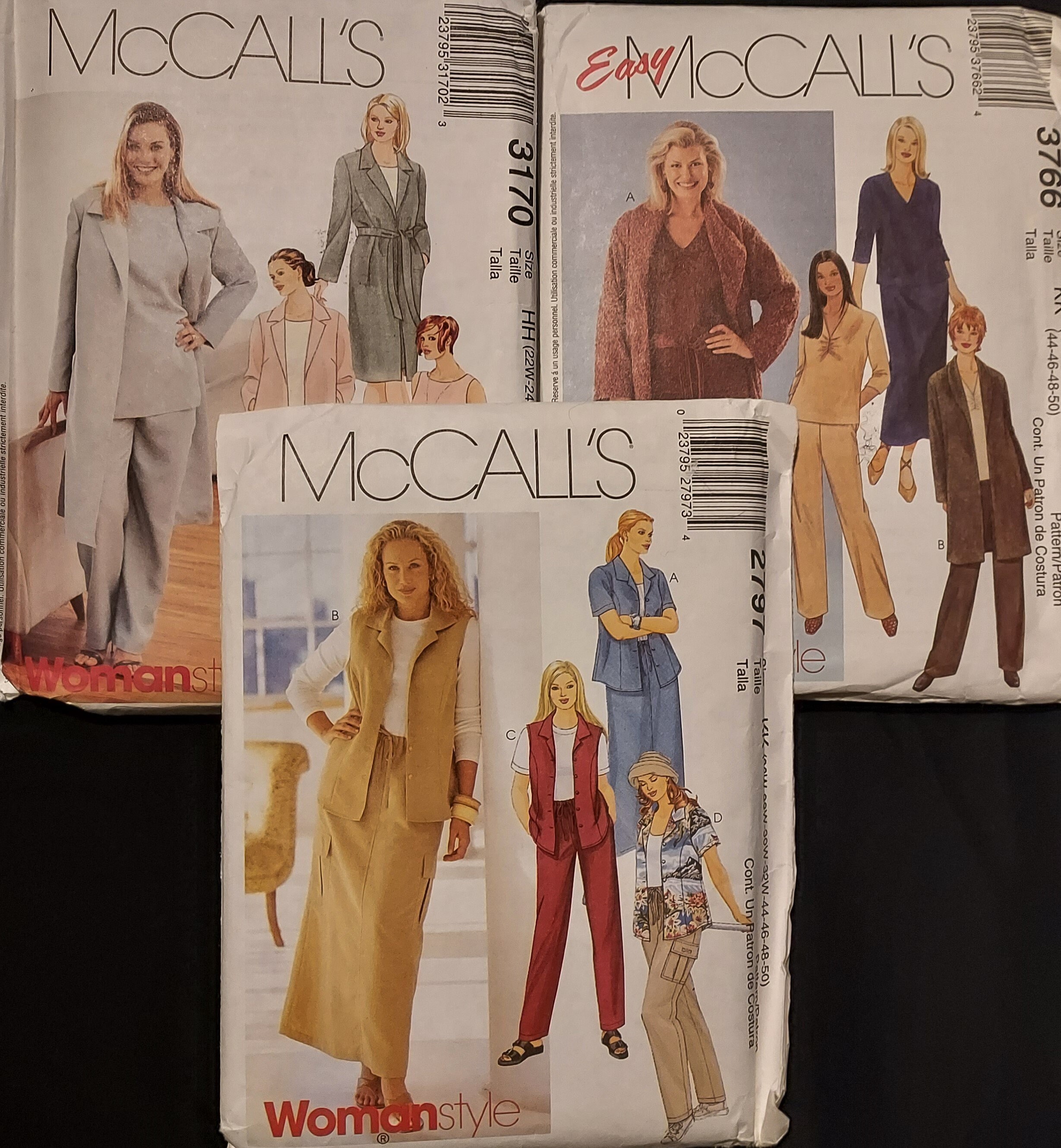 McCall's Full Figure Sewing Patterns, 2797, 3170, 3766, Sizes 22W-32W ...