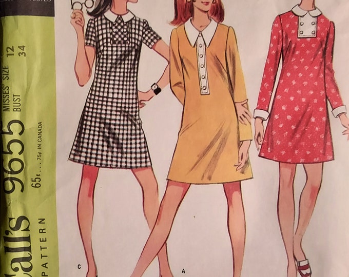 Vintage 60s Mccall's 9655, Sewing Pattern, Misses' Dress in Three ...
