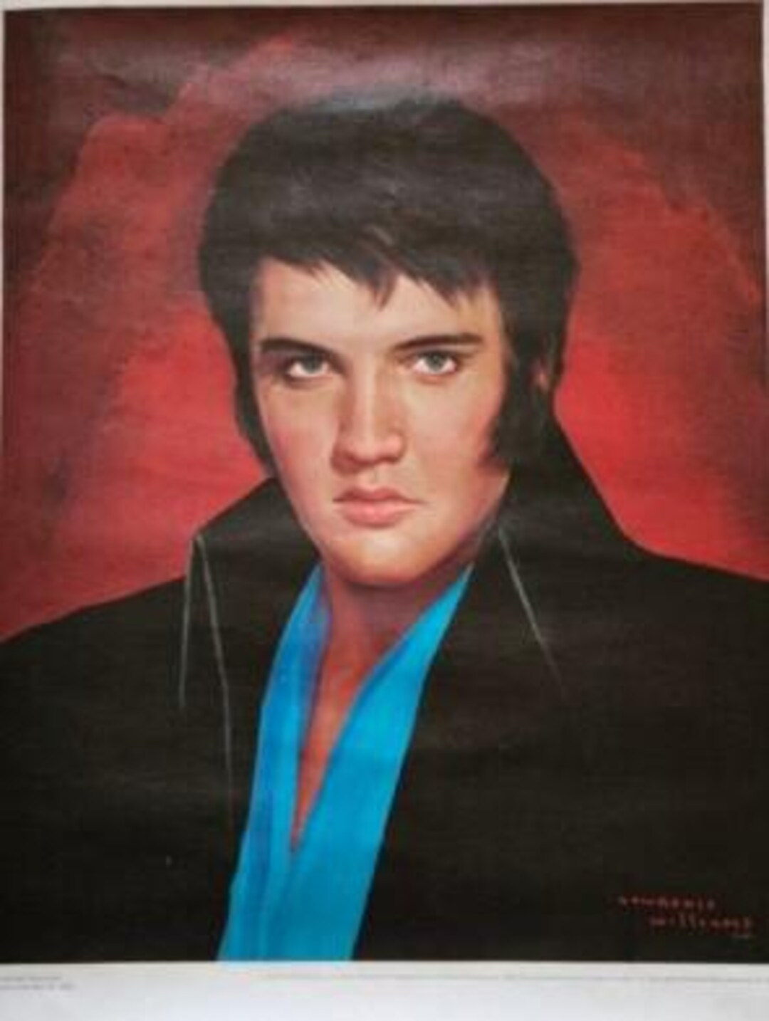Vintage 1970s Elvis Presely Reproduction Portrait Signed by Lawrence ...