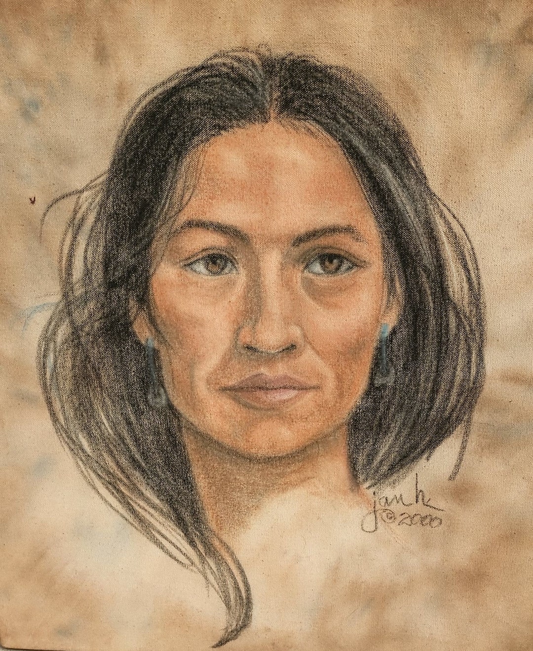 Pastel Chalk Portrait Indigenous Native American Wall - Etsy