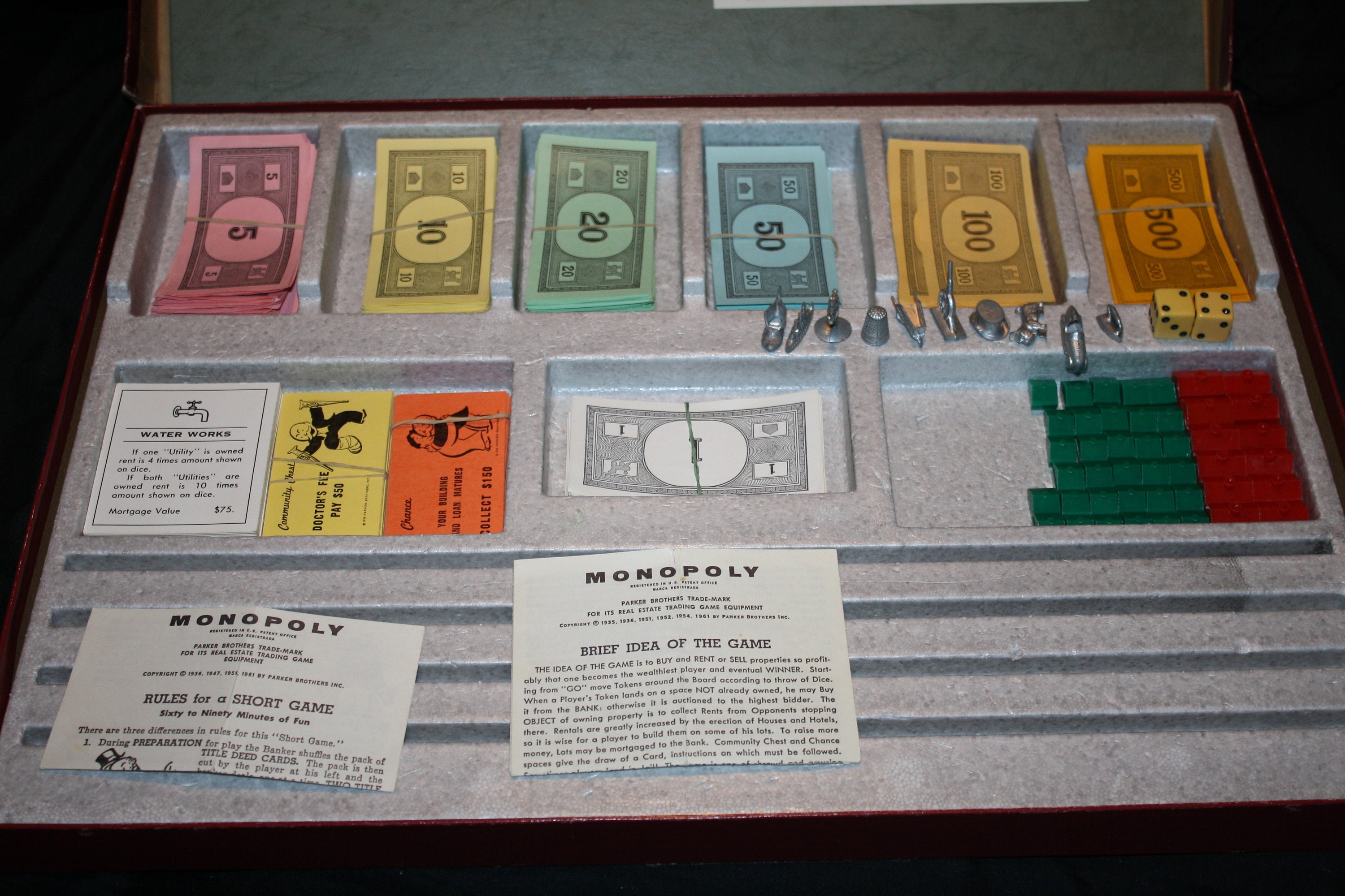 Vintage MONOPOLY Real Estate Trading Game, 1960s Parker Brothers, COMPLETE