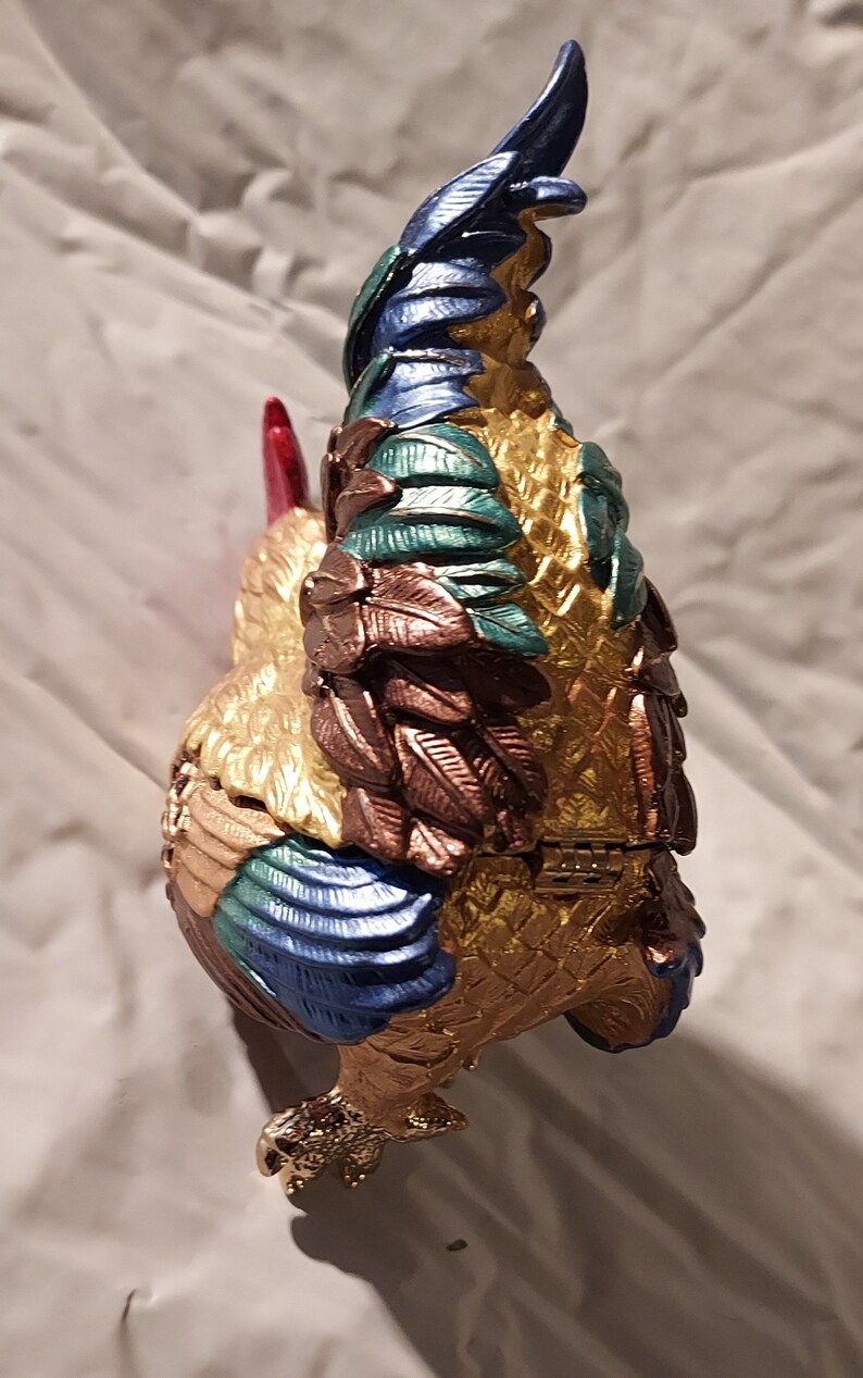 Vintage Rucinni Rooster Trinket Box W/swarovski Crystals, Jeweled ...
