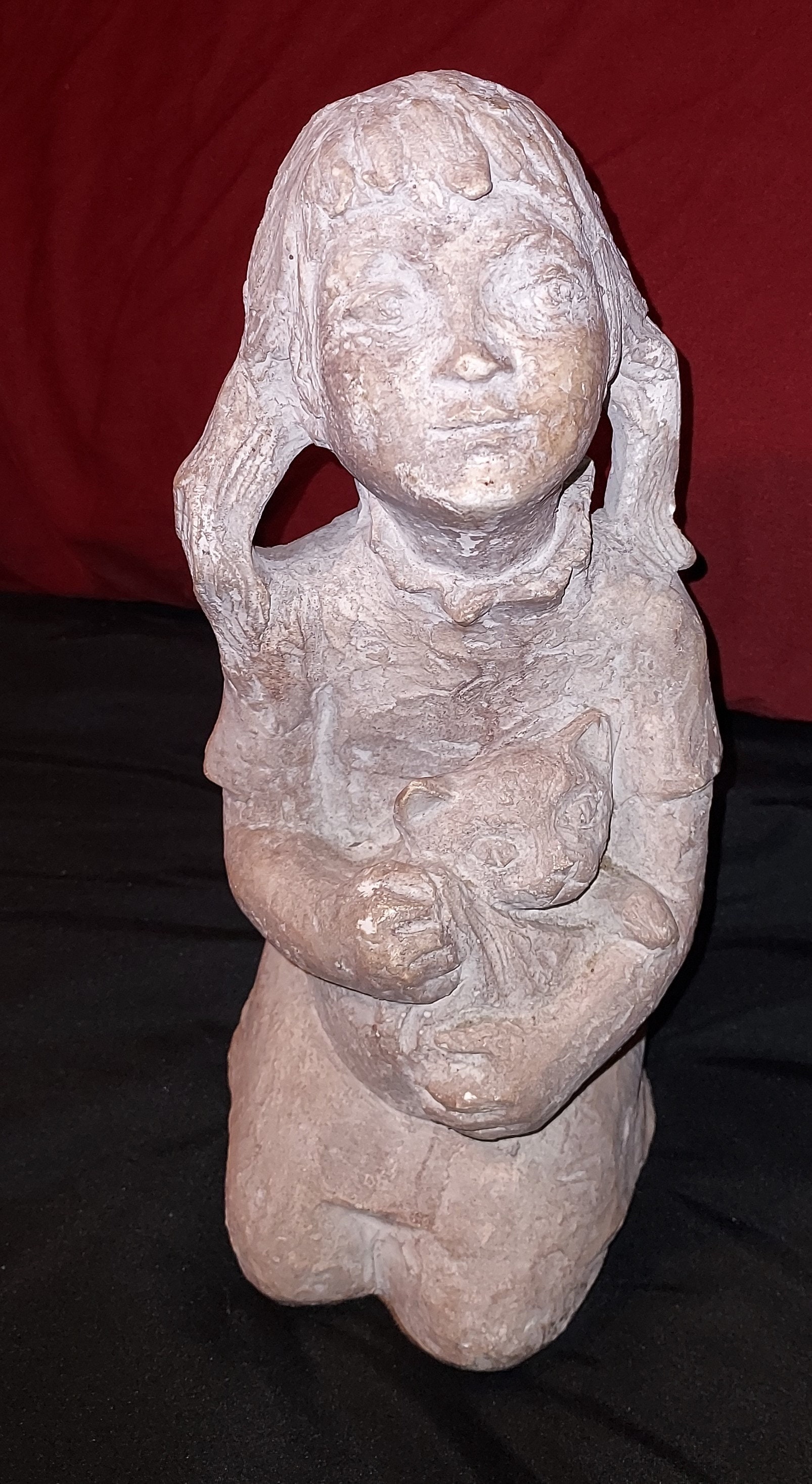 Vintage 1975 Austin Productions Statue - Sculpture of a Kneeling Girl ...