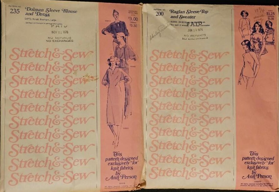 Vintage 1970s Stretch & Sew Patterns and Sewing Books by Ann Person - Etsy